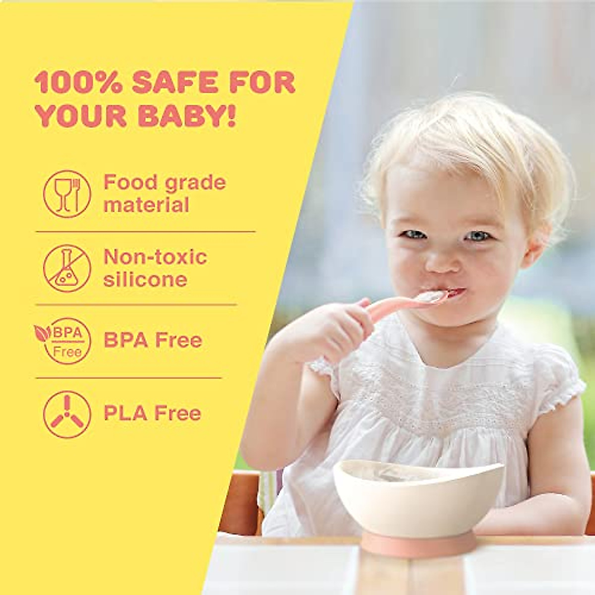 FLYTTA FADI Toddler Bowl Baby Bowl Suction Bowl Baby Feeding Set Suction Cup Bowl with Silicone Lid and Baby Spoon First Stage Self Feeding Baby Utensils Suction Bowls for Baby - Ocean Blue