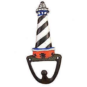 FLAG EMOTES Lighthouse Hook Black & White Decorative Nautical Wall Hanging 6.375" Tall