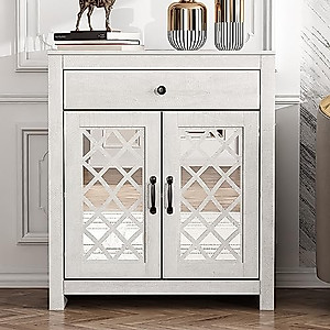 Galano Millicent Accent Cabinet Drawer, Sideboard, Storage Buffet with Doors, Multifuctional Cupboard for Living Room, Entryway, Kitchen, Adjustable Shelves, Dusty Grey Oak