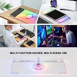 SELORSS Acrylic Computer Keyboard Holder,366 Kinds RGB Compact Keyboard Tray,Gaming Keyboard USB Interface Titled Keyboard Stand Ergonomic Typing,Clear Keyboard Riser for Office Desk,PC,Gaming.