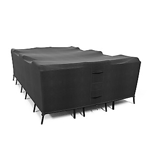 KHOMO GEAR - Patio Table & Chair Set Cover - Durable and Water Resistant Outdoor Furniture Cover (128”L x 82”W x 25”H)