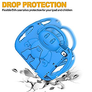TOEVEK iPad Air 4th/5th Generation Case for Kids, iPad Air 10.9 inch 2020/2022 Case with Shoulder Strap, Handle Stand Protective Case for iPad Pro 11(2022/2020/2021/2018) and iPad Air 4/5, Blue