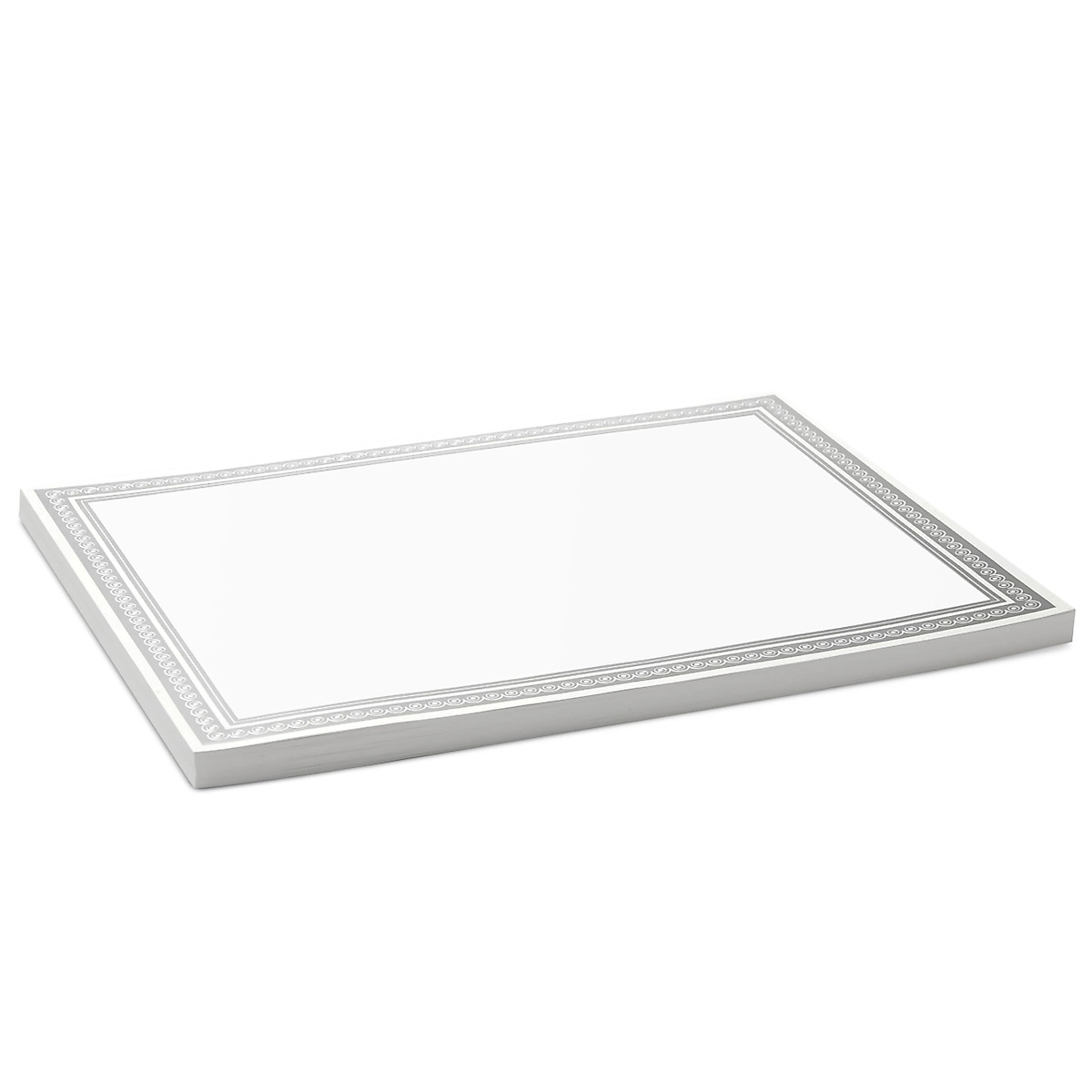 Juvale 50 Sheets Certificate Paper for Printing with Silver Foil Border for Graduation Diploma, Achievement Awards (8.5 x 11 in)