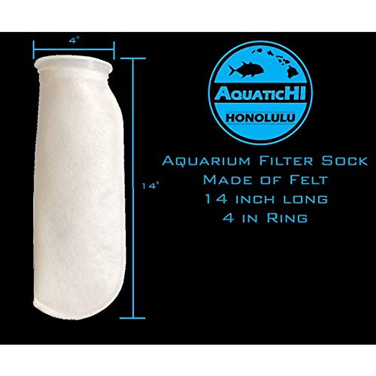 AquaticHI 8 Pack Felt Filter Socks, 200 Micron, 4 Inch Ring by 14 Inch Long, for Freshwater/Saltwater Aquariums, Ponds, Use in Sumps/Overflows