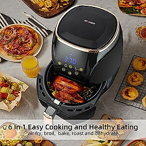 Mdjayo 4.4qt Air Fryer, Compact Oil Free Cooker, Smart Deep Airfryer Oven, 7-In-1 Digital LCD Touch Screen, Double Detachable & Dishwasher Safe Basket, Best Kitchen Accessories, Black
