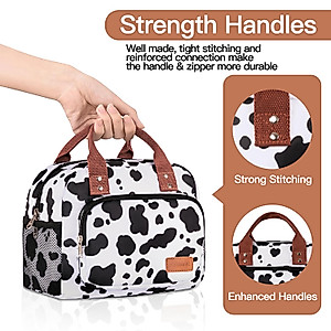 Yotrone Lunch Bag Women, Insulated Lunch Box Lunch Bag for Women Men Adult Work, Cute Lunch Tote Bag Large Capacity Reusable Cooler Lunch Containers for Travel Picnic or Office(Cow)