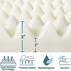Egg Crate Mattress Topper, Ventilated, Convoluted Foam for Pressure Sores and Pain Relief, Medical Grade Urethane for Therapeutic Support and Recovery, Hospital Bed Twin (74" x 38")
