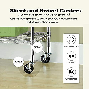 HCB 6-Tier Storage Shelf Heavy Duty Wire Shelving Unit 82"x48"x18" Height Adjustable Metal Steel Wire with Casters For Restaurant Garage Pantry Kitchen Rack (Chrome)