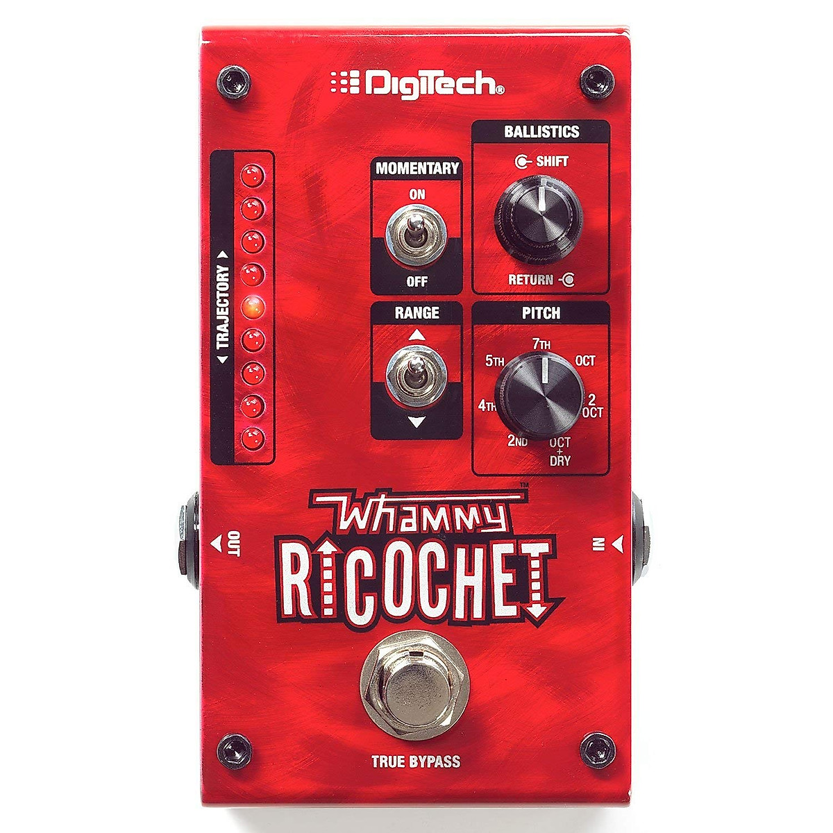 Digitech WHAMMY RICOCHET Guitar Pitch Effect Pedal Bundle with 4 Cables and 6 Assorted Dunlop Picks