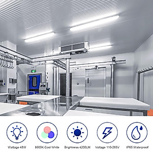 BRILLIHOOD 4Ft LED Vapor Tight Light Fixtures, 48W, 4200LM, 6000K Bright White, Clear Cover, IP65 Waterproof Vapor Proof Lights for Car Wash, Garage, Walk in Freezer, Indoor Outdoor Lighting, 8-Pack