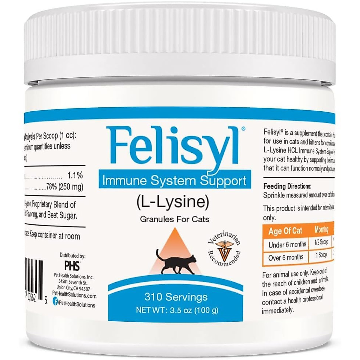 L-Lysine Gel for Cats-Immune System Support-Supplement Support for Healthy Tissue, Respiratory, and Vision Chicken and Fish Flavor-Easy to Use Granules- 3.5oz(100g)