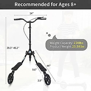 AODI 3 Wheel Foldable Scooter Swing Scooter Tri Slider Kick Wiggle Scooters Push Drifting with Adjustable Handle for Boys/Girl/Adult Age 8 Years Old and Up