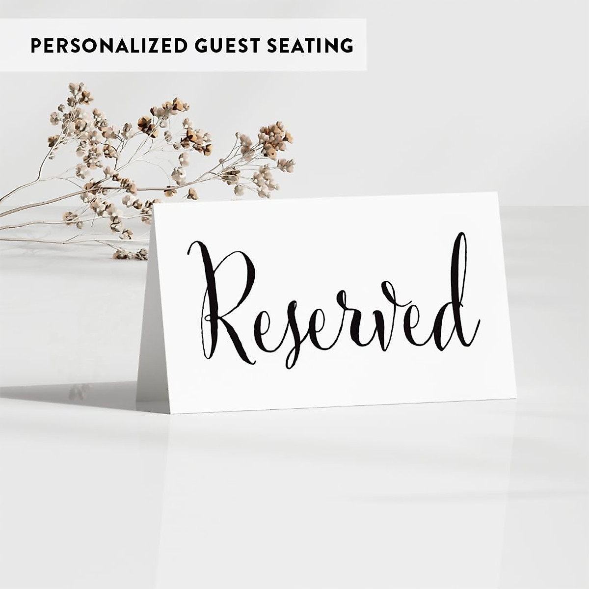 Andaz Press Table Tent Place Cards On Perforated Paper, Formal Black And White, Reserved, 20-Pack, Placecards Table Settings Reserved Table Signs Reserved Seating Signs Reserved Signs For Tables