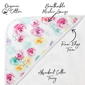 HonestBaby unisex baby 2-Pack Organic Cotton Hooded Towels Bandana, Rose Blossom, One Size US
