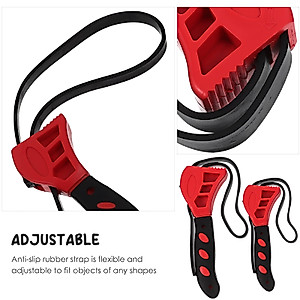 Strap Wrench Bottle Opener Adjustable Strap Bottle Opener Jar Openers Tool 2Pcs (Red)