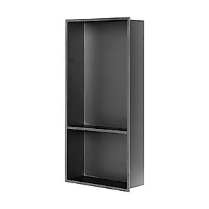 WHISTLER Stainless Steel Double Layer Shower Niche 24" X 12", No Tile Needed Wall Niche Shower, Recessed Shower Shelf for Bathroom Storage, Matte Black