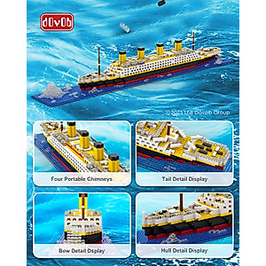 dOvOb Micro Mini Blocks Titanic Model Building Set with 2 Figure, 1872 Piece Mini Bricks Toy, Gift for Adults and Kids
