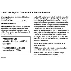 UltraCruz - sc-364852 Equine Horse Glucosamine Sulfate Joint Supplement, 4 lb, Powder (212 Day Supply)