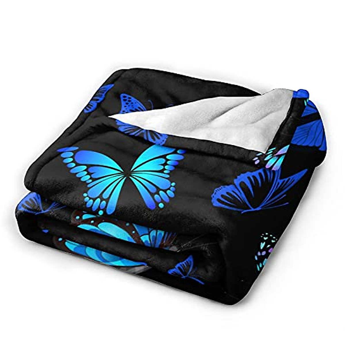 Blue Butterflies Soft Warm Throw Blanket Lightweight Flannel Fleece Bed Blanket Gift for Girls Boys Men Women Chair Couch 60"x50"