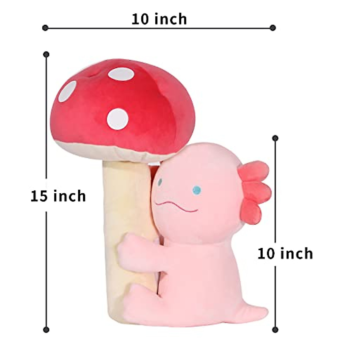 HAIJUNYA 15" Cute Mushroom Axolotl Plush Pillow, Kawaii Red Mushroom Axolotl Stuffed Animals Toy Decor, Soft Squishy Plushies Gifts for Girls, Christmas, Birthday