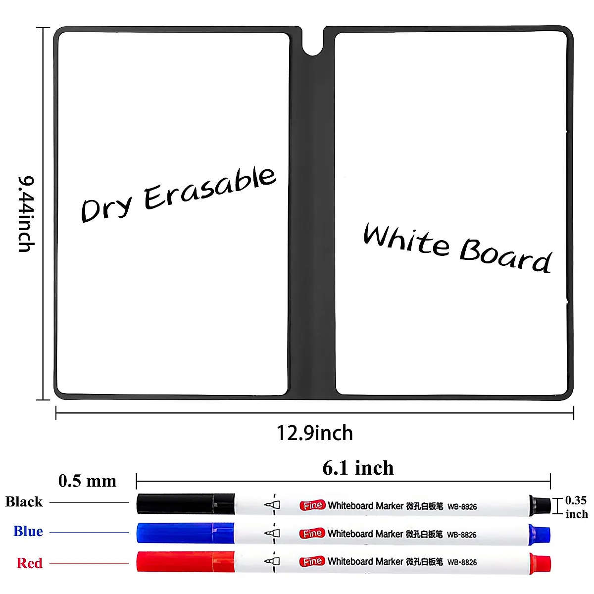 SAYEEC Whiteboard Notebook, Portable Dry Erase Board Fineliner Pens, PU Cover Erasable Handheld White Board Reusable Drawing Notebook Easel Pad for Meeting Business Office School (Blue)