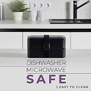 Premium Bento Lunch Box with Insulated Lunch Bag - Box Includes Sauce Cup, Divider, Cutlery & Chopsticks - Bag Made of Durable Materials, Variable Strap/Handler, Wide Opening - Zero Waste & Food-Safe