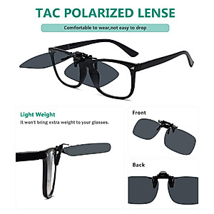 Eyekepper Flip-up Clip-on Sunglasses Polarized 60x43 MM 4-Pack Metal Glasses Clip