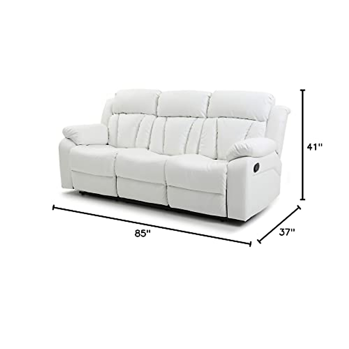 Glory Furniture Reclining Sofa White Faux Leather