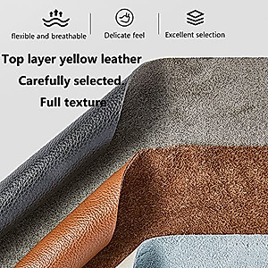 DEKIST European-Style Leather Sofa, Solid Wood Carved Luxury American-Style Villa Sofa, Living Room Furniture Combination Single Sofa is Suitable for Villas, Clubs, Apartme