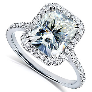 Kobelli Radiant-cut Moissanite Engagement Ring 3 CTW 14k White Gold, Size 5.5, White Gold