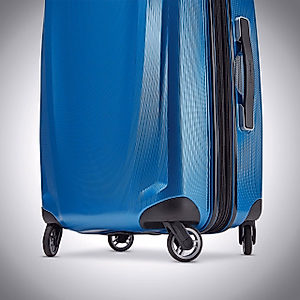 Samsonite Winfield 3 DLX Hardside Expandable Luggage with Spinners, Blue/Navy, Checked-Medium 25-Inch