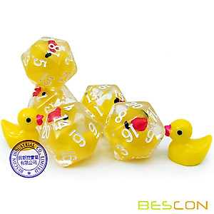 BESCON DICE Yellow Duck 20 Sides Dice Set of 5, Duck D20 5pcs Set