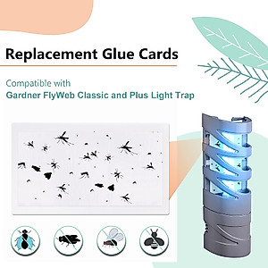 Qualirey 20 Pack Replacement Fly Glue Boards, Compatible with Gardner FlyWeb Fly Classic and Plus Light Trap, Sticky Cards Fly Traps for Indoors, Trap Fruit Flies, Mosquitoes, Gnats