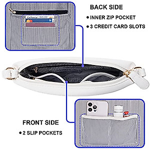 Solene Crossbody Bag Functional Multi Pocket Double Zipper Purse with Adjustable Strap-WU085(White)