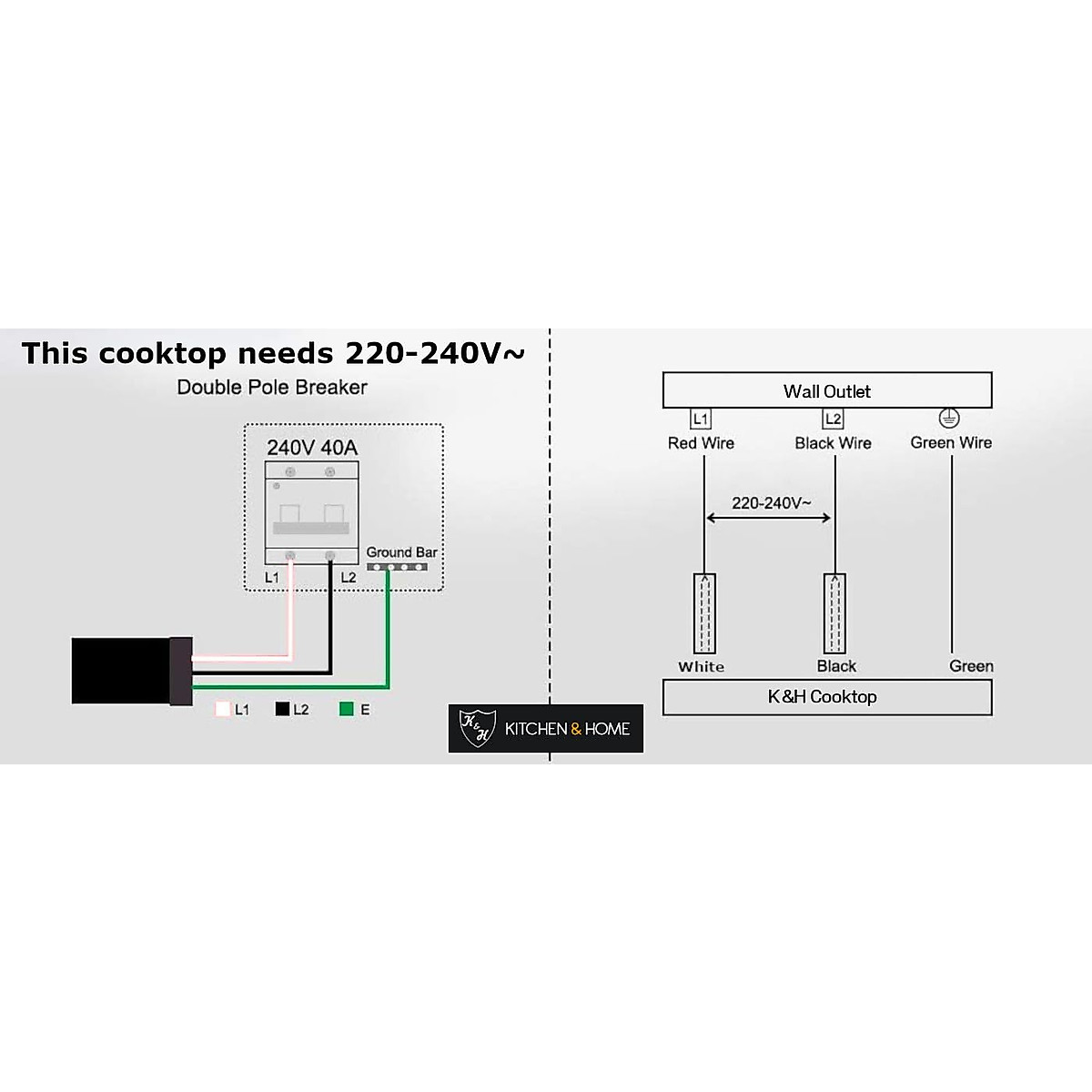 K&H 4 Burner 24 Inch Built-in Induction Electric Stove Top Ceramic Cooktop Touch Control 240V 6000W IN24-6004
