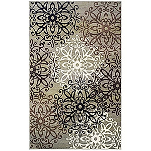 Superior Indoor Large Area Rug for Bedroom, Living/ Dining Room, Entryway, Office, Farmhouse Aesthetic Floor Throw, Modern Floral Geometric Decor, Jute Backing, Leigh Collection, 8' x 10', Blue