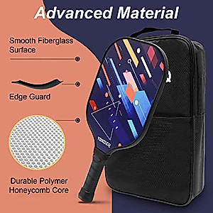 YDXIZCQ Pickleball Paddles,Fiberglass Surface Pickleball Paddles Set of 4,5 Orange Indoor Balls,4 Yellow Outdoor Balls,4 Replacement Soft Grips,1 Carrying Bag,Pickleball Paddle Gifts for Men Women