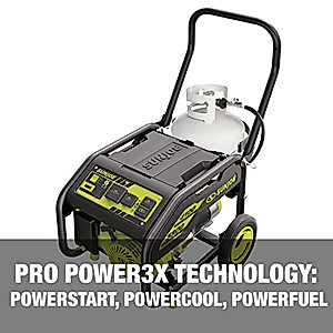Sun Joe SJG4100LP Portable Propane Generator | Push-Button Electric + Recoil Start | Power Cooling System | 4100 Starting Watt | 3300 Running Watt | W/ 24V 2.0-Ah Battery and Charger