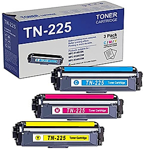 3-Pack (1Cyan+1Magenta+1Yellow) Compatible TN225 TN-225 Toner Cartridge Replacement for Brother HL-3140CW 3150CDN 3170CDW MFC-9130CW 9340CDW DCP-9015CDW 9020CDN Printer Sold by Feromyink.