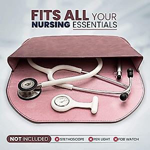 BJÖRN HALL Stethoscope Case for Nurses | Littman Classic III MDF | Nursing Personalized Leather Carry Travel Accessories | Nurse Women Men Bag | Fits Essentials Badge Reel Pen Charms | Crushed Violet