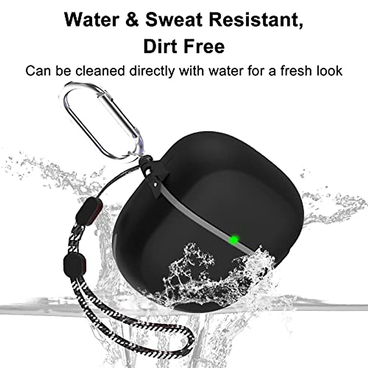 [Upgrade Lock] Bose QuietComfort Earbuds II Case 2022, Shock-Absorbing Protective Armor Cover for New Bose QuietComfort Earbuds 2 Accessories, TPU Hard Shell with Carabiner & Lanyard (Black)