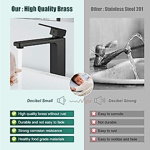 Heyalan Vessel Sink Faucet Bathroom Sink Faucet Tall Body Vessel Bowl Tap Single-Hole Deck Mount Lavatory Vanity Mixer Bar Tap Tall Spout Brass Tall Bathroom Faucet,Matte Black,with Drain