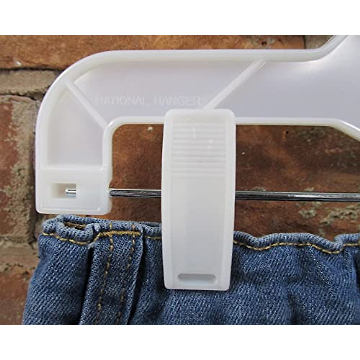 NAHANCO 1610PCLH Plastic Baby/Infant Size Skirt/Pant Hangers, Long Metal Swivel Hook and Plastic Pinch Clips, Heavy Weight, 9", White (Pack of 100)