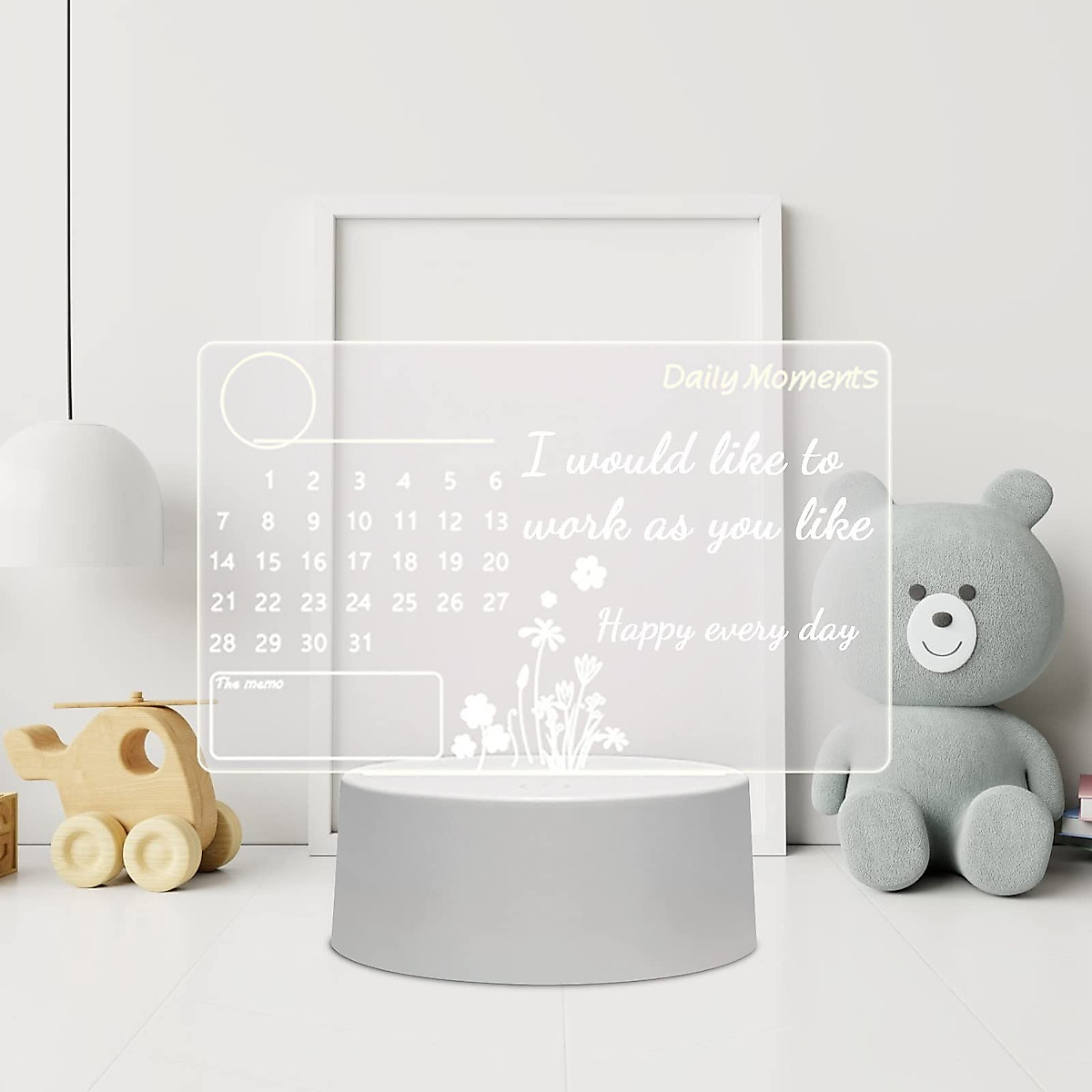 PONPRNGY Note Lamp Write On - Acrylic Dry Erase Board with Light, Creative Night Light with Message Board, LED Acrylic Memo Board with Pen, LED Letter Message Board for Office School Home (USB/B)