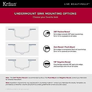 Kraus KBU14E Outlast MicroShield Scratch-Resist Stainless Steel Undermount Single Bowl Sink, 31.5" 16 Gauge, Premier Series