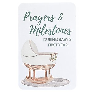 Prayer & Milestone Cards for Baby's First Year, Monthly Baby Milestone Cards, Unique First Time Mom Gift, Religious Baby Shower Gifts, Gender Neutral Baby Keepsake (Classic Neutral)