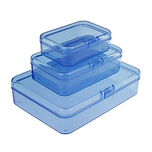 LJY 36 Pieces Mixed Sizes Rectangular Empty Mini Plastic Storage Containers with Lids for Small Items and Other Craft Projects (Blue)