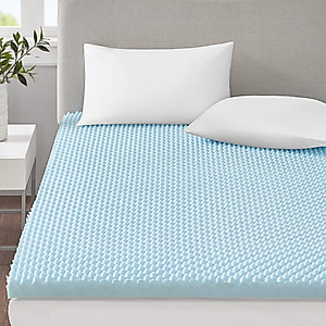 Sleep Philosophy Gel Infused Memory Foam Mattress Topper Luxurious, All Season Enhanced Bed Support, Full, 3" Thick, Without Cover Blue