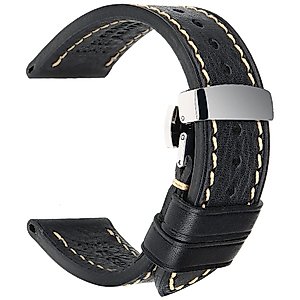 REZERO Leather Watch Bands, Handmade Watch Straps, Italian Top Grain Soft Leather Watch Bands Replacement, Vegetable-Tanned & Oil-Waxed Watch Bracelets 18/19/20/21/22/23/24/26mm for Men, Women