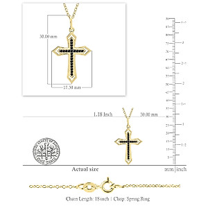 Dazzlingrock Collection 0.10 Carat (ctw) Round Black Diamond Religious (Unisex) Cross Pendant Necklace with 18 inch Gold Chain in 18K Yellow Gold